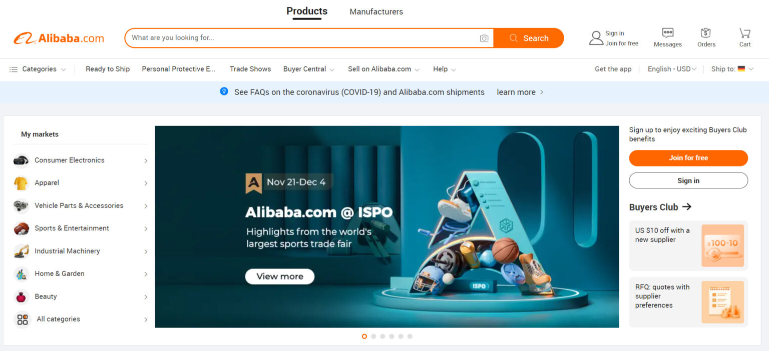Alibaba.com B2B Marktplatz | eviom